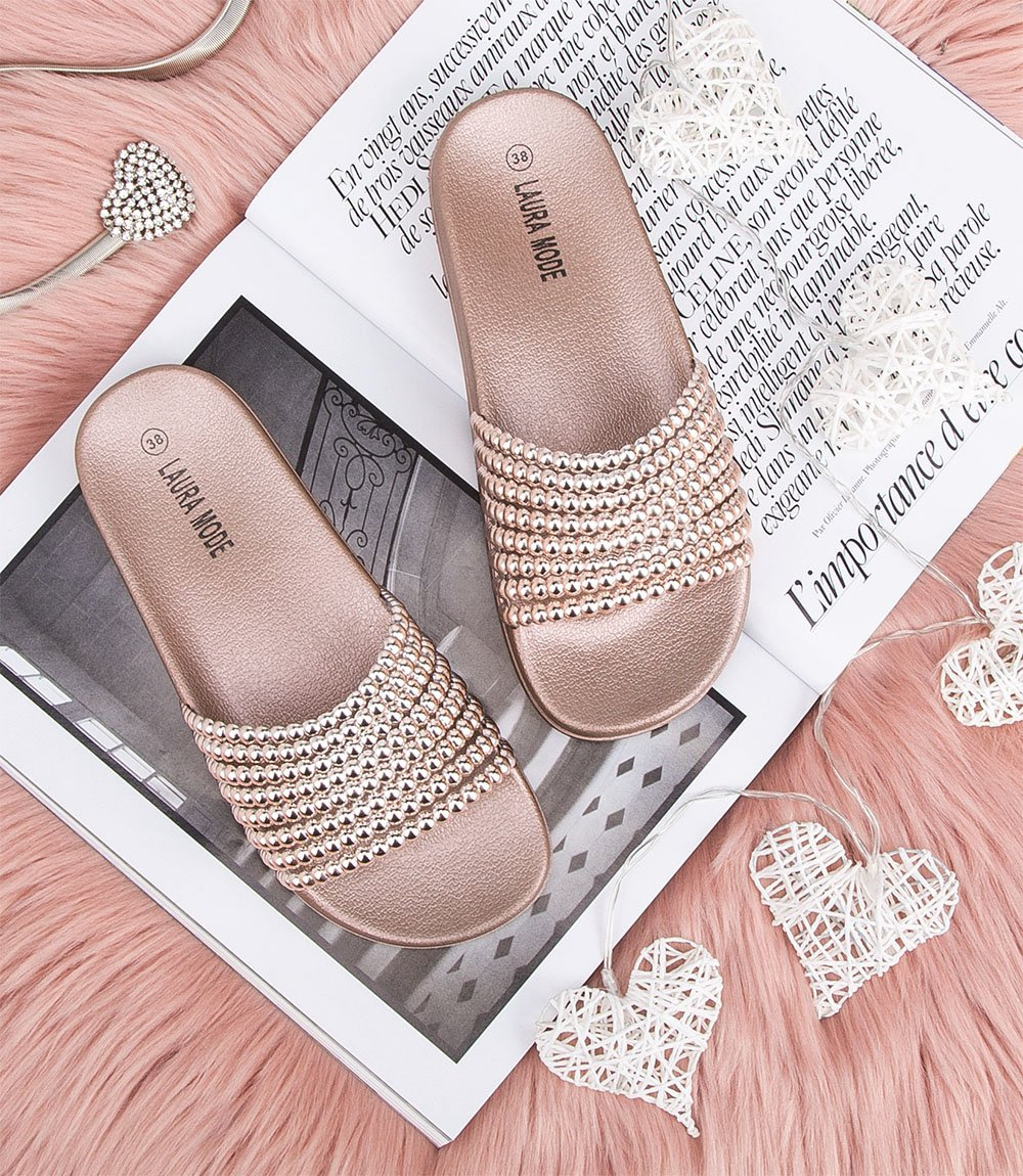 Klapki damskie Laura Mode LS-110 Szampańskie - twojeobuwie.pl