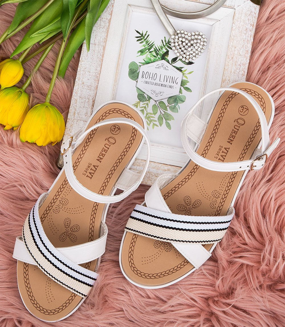 Sandałki damskie Queen Vivi 218-235 Białe - twojeobuwie.pl